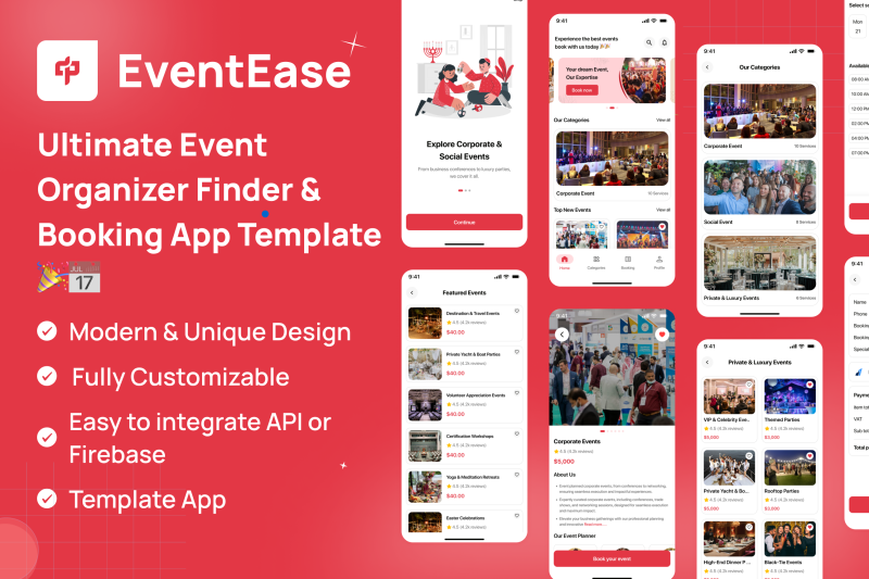 EventEase: Ultimate Event Organizer Finder & Booking App Template 🎉📅 - Code Creeks