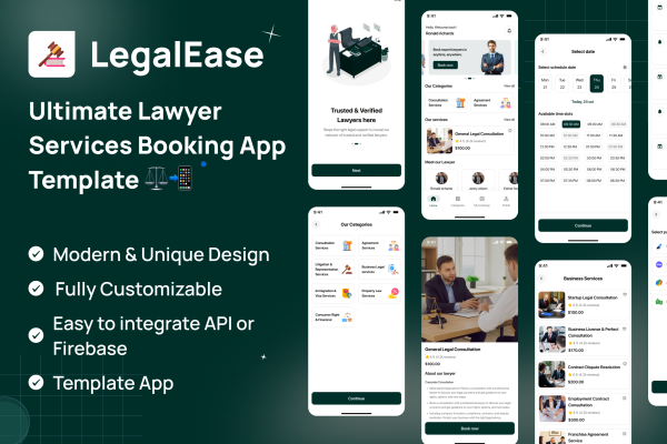 LegalEase: Ultimate Lawyer Services Booking App Template ⚖️📲 - Code Creeks